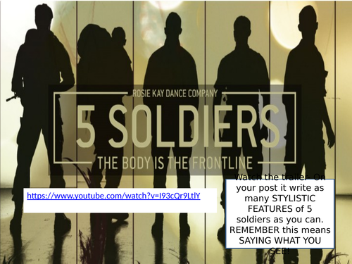 5 Soldiers Rosie Kay lesson 1 BTEC TECH | Teaching Resources