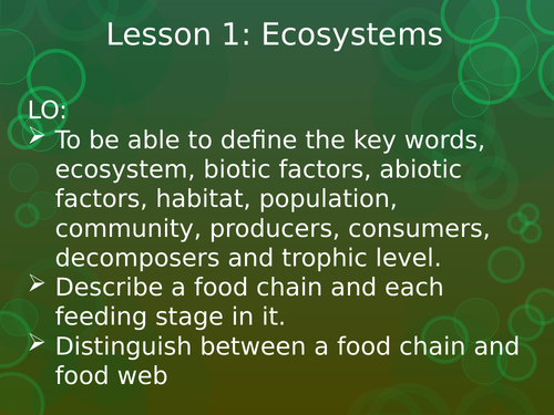 Ecosystems. IGCSE Biology | Teaching Resources