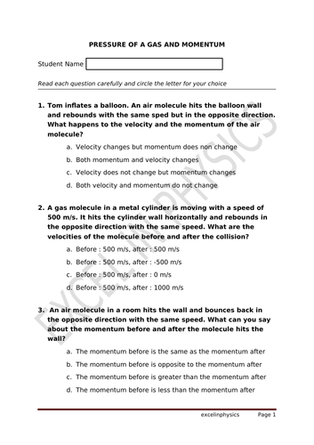 PRESSURE OF A GAS 2 | Teaching Resources