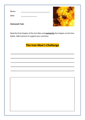 Iron Man - Summarise each chapter (writing task) | Teaching Resources