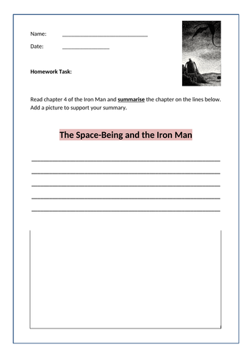 Iron Man - Summarise each chapter (writing task) | Teaching Resources