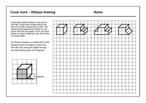 D&T cover work / cover lesson - Oblique drawing - 1hr activity ...