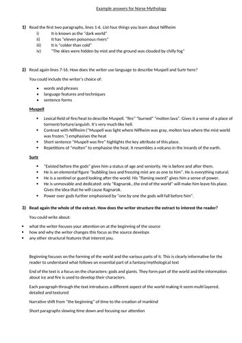 AQA Paper 1 example "Norse Mythology" by Neil Gaiman | Teaching Resources