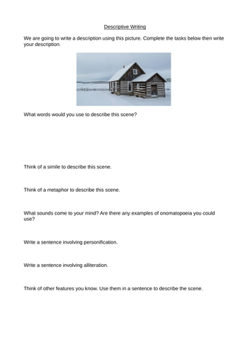 Creative Writing Writing to Describe Using Features Vocabulary ...