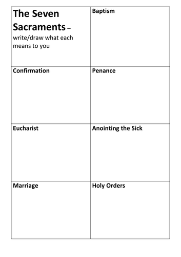 The Seven Sacraments Comic Strip | Teaching Resources
