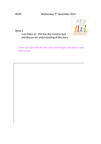 Year 2 & 3 - Analysis of 'The Day the Crayons Quit' - Reading ...