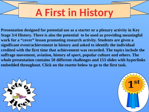 A First in History | Teaching Resources