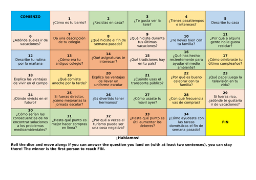 Spanish GCSE 3 Speaking Board Games: 100+ oral questions on different ...