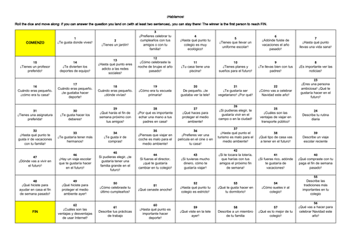 Spanish GCSE 3 Speaking Board Games: 100+ oral questions on different ...