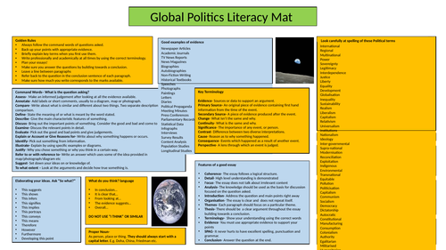 Global Politics Literacy Mat | Teaching Resources