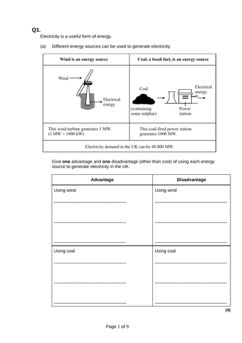 New AQA 4.1.3 National and global energy resources | Teaching Resources