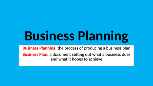 3.1.6 GCSE AQA Business 9-1: Business Plan + Profit | Teaching Resources