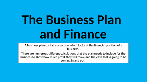 3.1.6 GCSE AQA Business 9-1: Business Plan + Profit | Teaching Resources