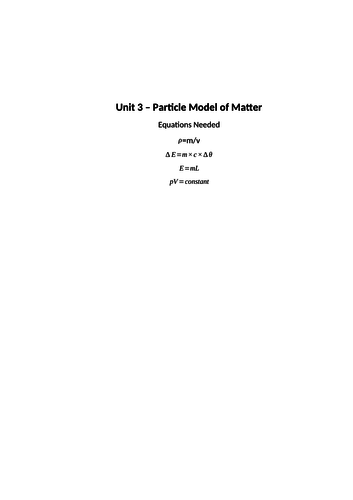 AQA Unit 3 - Particle Model of Matter | Teaching Resources