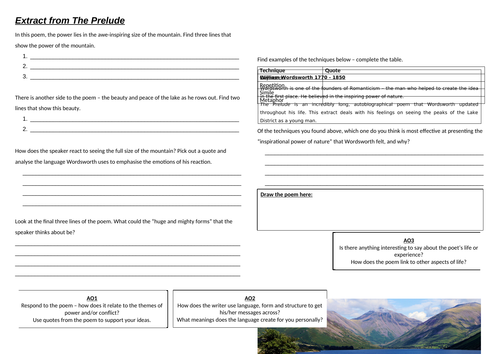 Power and Conflict: A3 Worksheets for all poems | Teaching Resources