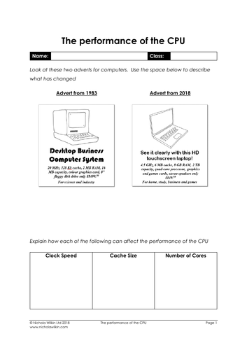 CPU Performance Lesson | Teaching Resources
