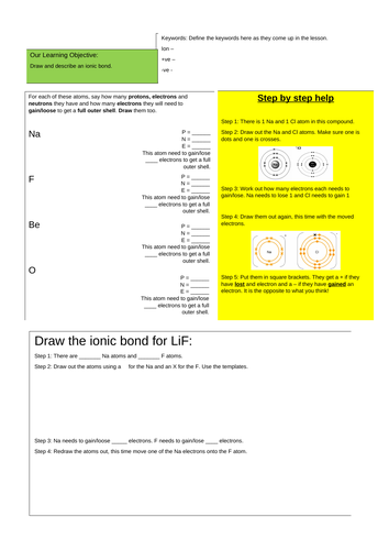 Ionic bonding ready to go! | Teaching Resources