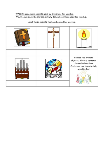 Year One RE Christianity: Objects for Worship Differentiated Worksheets ...