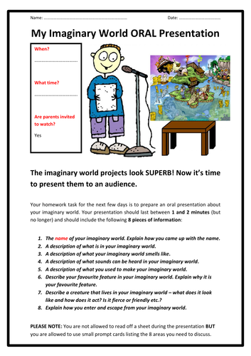 Imaginary Worlds - Homework Project & Presentation Task | Teaching ...