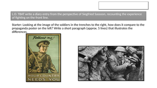 Year 8 World War 1 writing and Poetry lesson | Teaching Resources
