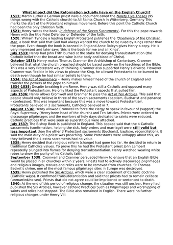 Impact of Reformation Henry VIII Edexcel | Teaching Resources