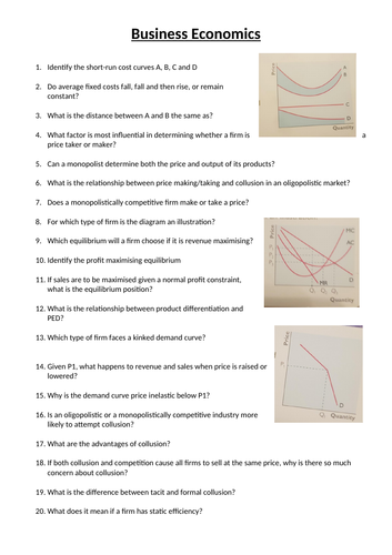 Business Economics 20 questions and answers | Teaching Resources