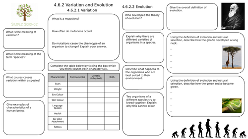 Home Learning Revision - Variation, Evolution, SB and GM - AQA Science ...
