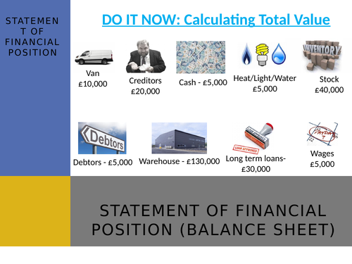 Statement of Financial Position / Balance Sheet: Complete ...