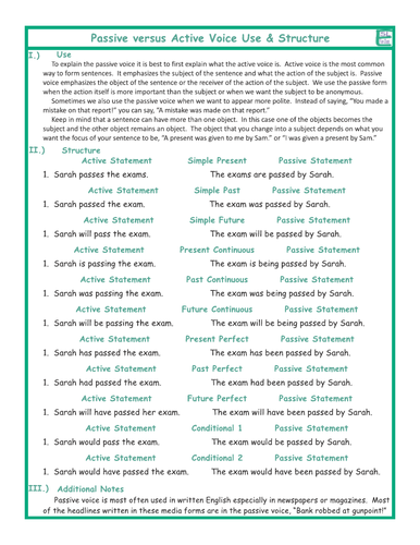 Passive versus Active Use-Structure | Teaching Resources