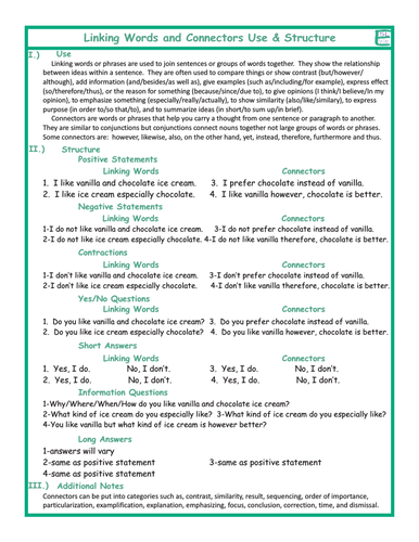 Linking Words-Connectors Combo Activity Worksheets | Teaching Resources