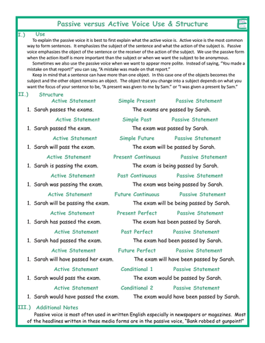 Passive versus Active Combo Activity Worksheets | Teaching Resources
