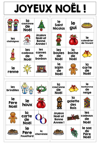FRENCH CHRISTMAS BINGO | Teaching Resources