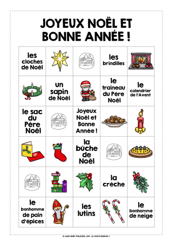 FRENCH CHRISTMAS BINGO | Teaching Resources