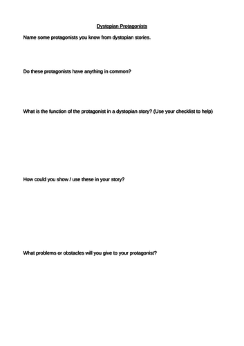 Describing Creating Dystopian Protagonists Creative Writing Dystopian ...