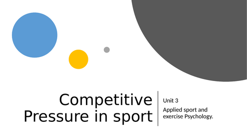 Competitive Pressure In Sport. Sport and Exercise Science Level 3 ...