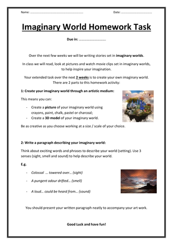 Imaginary Worlds - Homework Projects! | Teaching Resources