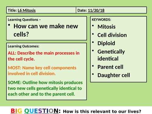 AQA GCSE BIOLOGY B1.2 Cell Division | Teaching Resources