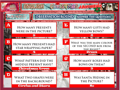English Christmas Quiz | Teaching Resources