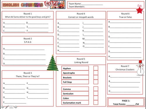 English Christmas Quiz | Teaching Resources