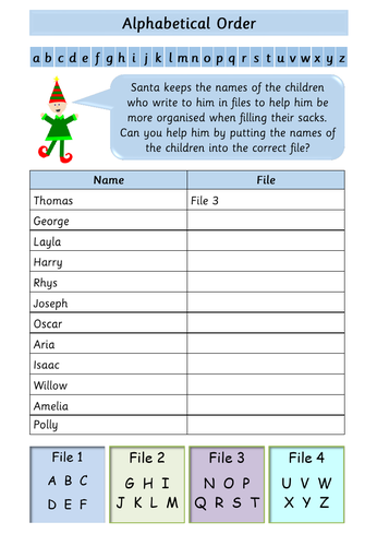 Alphabetical Order - Christmas Themed | Teaching Resources