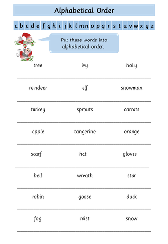 Alphabetical Order - Christmas Themed | Teaching Resources