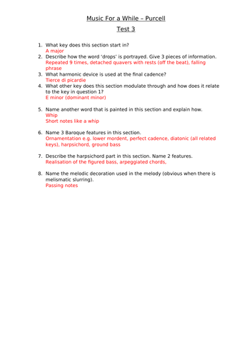 Purcell Music for a While Edexcel GCSE Music Scheme of Learning (Flip ...