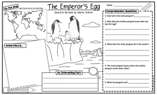 The Emperor's Egg Comprehension Activity Sheet *Legal Sized Paper ...
