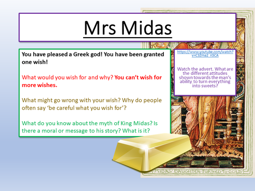 Carol Ann Duffy - Mrs Midas | Teaching Resources