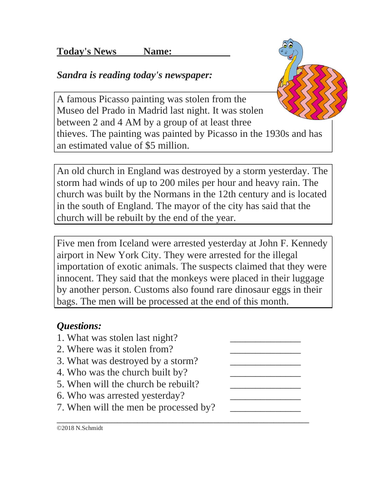 Passive Voice Reading in English : ESL / EFL / ELL / ELA (SUB PLAN ...