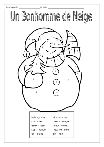 FRENCH - CHRISTMAS - NOËL - Colour by numbers - Worksheets | Teaching ...