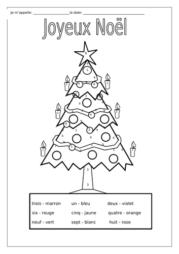FRENCH - CHRISTMAS - NOËL - Colour by numbers - Worksheets | Teaching ...