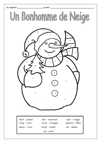 FRENCH - CHRISTMAS - NOËL - Colour by numbers - Worksheets | Teaching ...