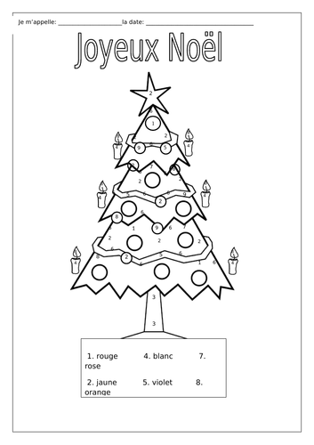 FRENCH - CHRISTMAS - NOËL - Colour by numbers - Worksheets | Teaching ...