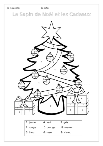 FRENCH - CHRISTMAS - NOËL - Colour by numbers - Worksheets | Teaching ...